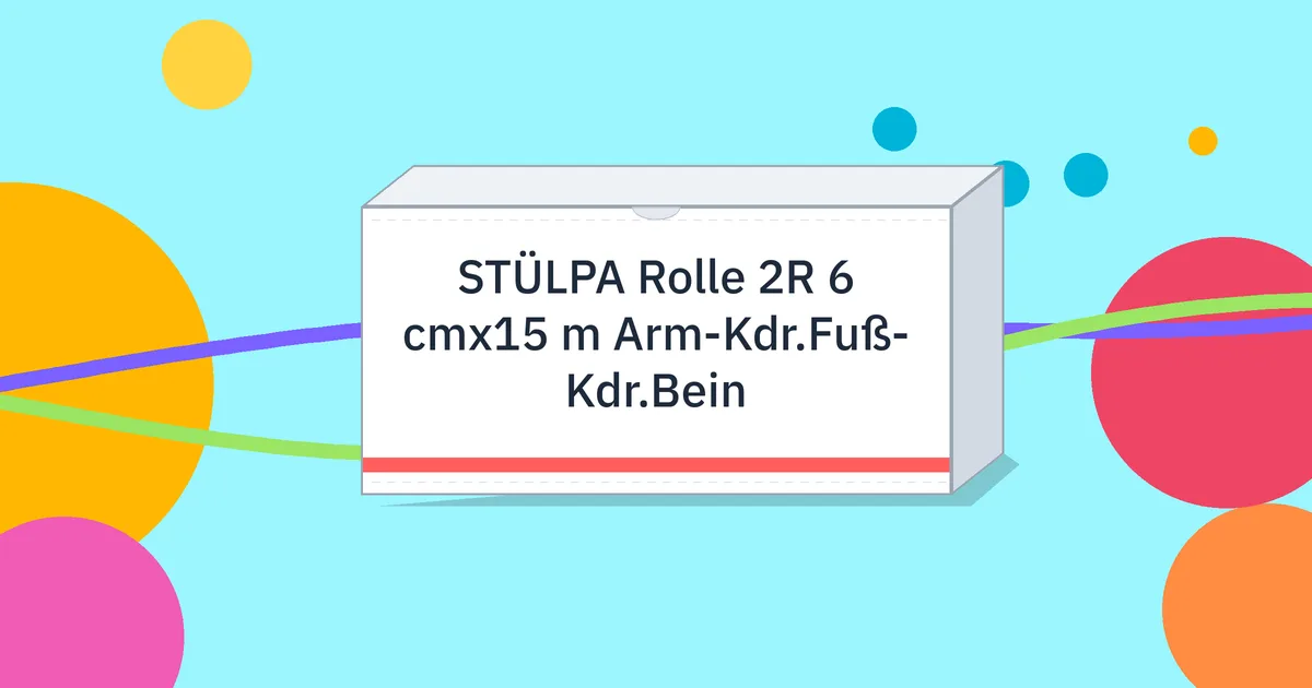 Symbolbild: Packung mit der Aufschrift STÜLPA Rolle 2R 6 cmx15 m Arm-Kdr.Fuß-Kdr.Bein (PZN 18900253) – Verfügbarkeit und Bezug in Apotheken in Frankfurt am Main