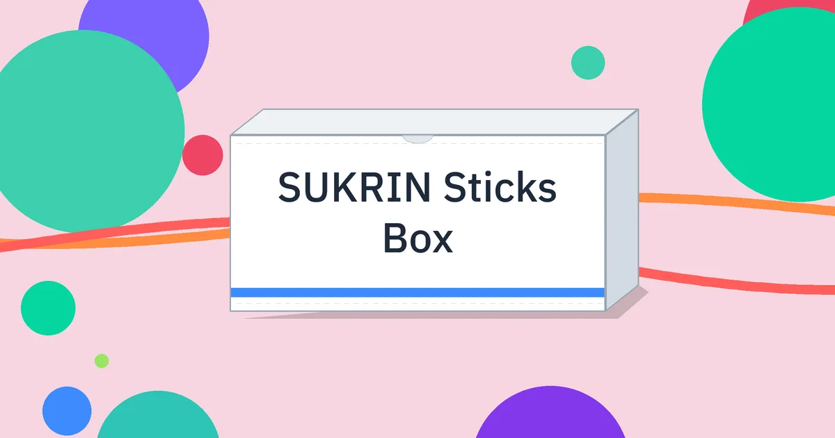 Symbolbild: Packung mit der Aufschrift SUKRIN Sticks Box (PZN 11363421) – Verfügbarkeit und Bezug in Apotheken in Frankfurt am Main