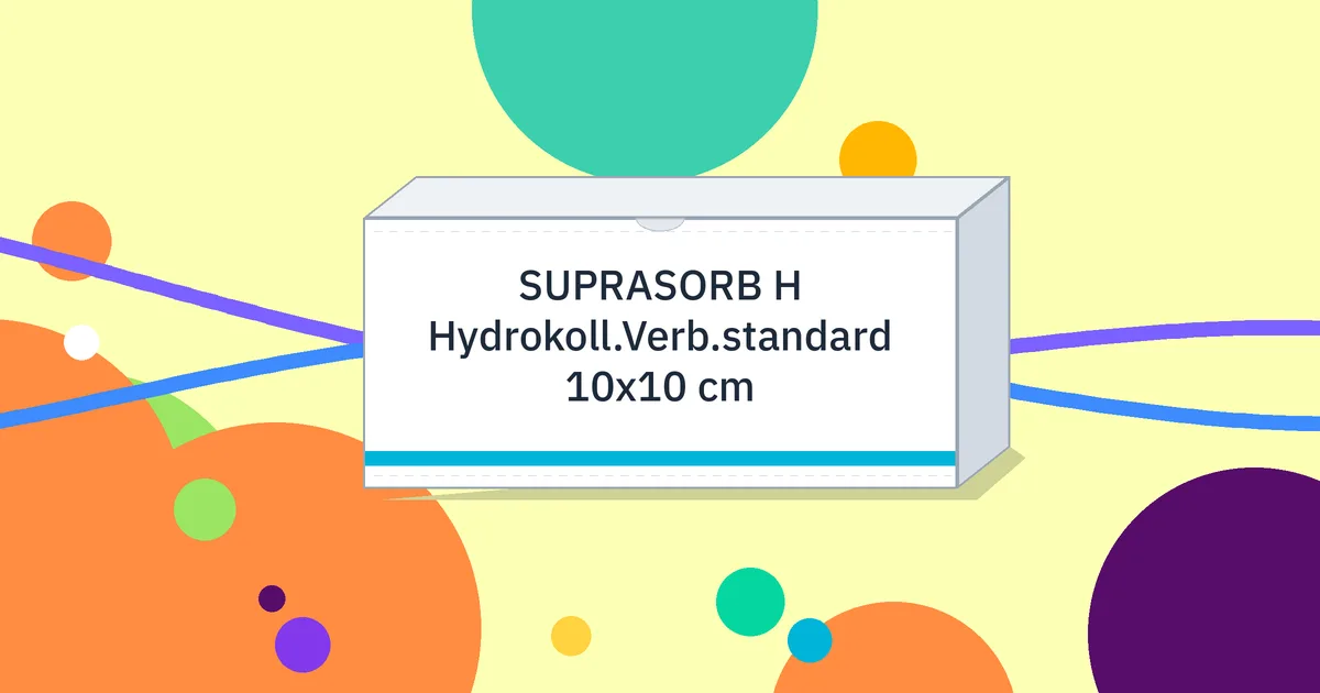 Symbolbild: Packung mit der Aufschrift SUPRASORB H Hydrokoll.Verb.standard 10x10 cm (PZN 15659905) – Verfügbarkeit und Bezug in Apotheken in Frankfurt am Main