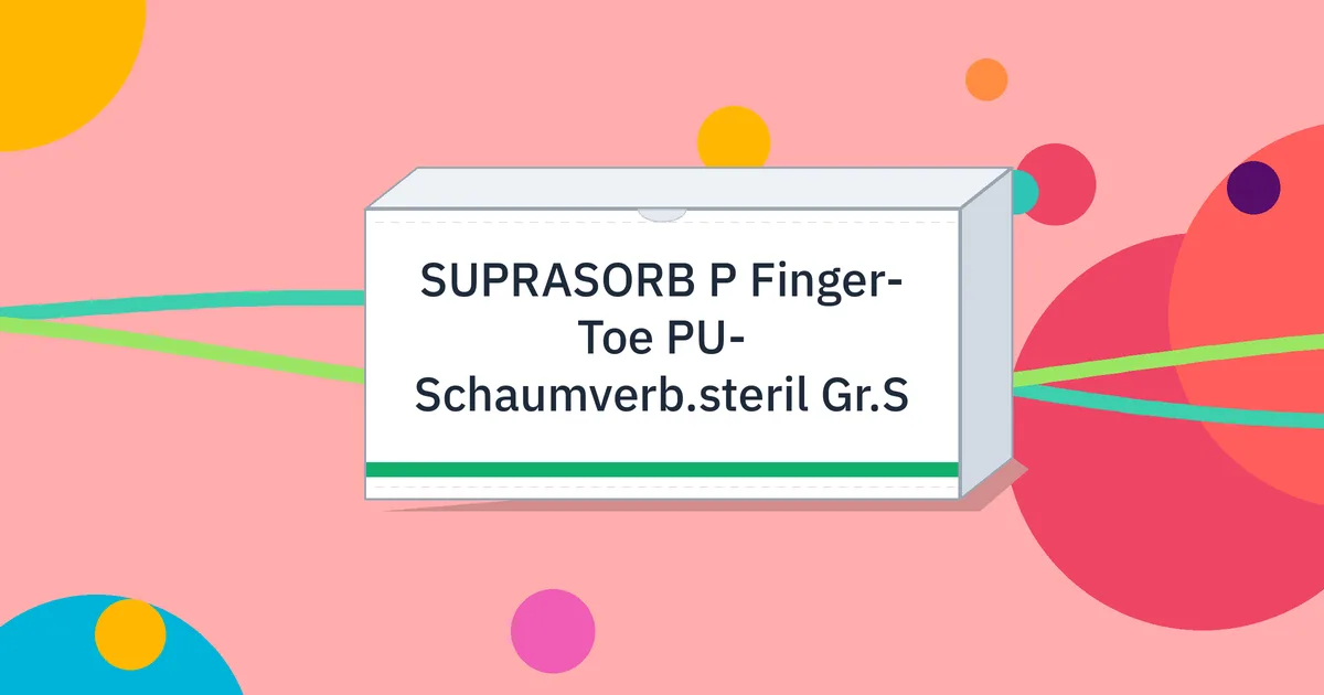 Symbolbild: Packung mit der Aufschrift SUPRASORB P Finger-Toe PU-Schaumverb.steril Gr.S (PZN 19283940) – Verfügbarkeit und Bezug in Apotheken in Frankfurt am Main