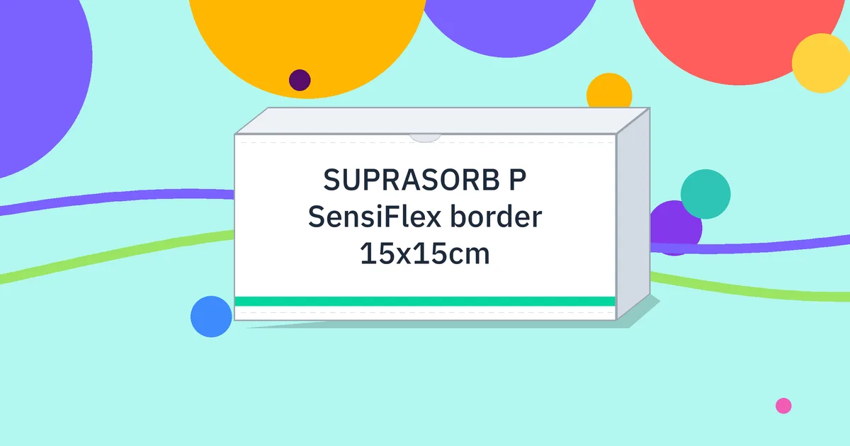 Symbolbild: Packung mit der Aufschrift SUPRASORB P SensiFlex border 15x15cm (PZN 20223280) – Verfügbarkeit und Bezug in Apotheken in Frankfurt am Main