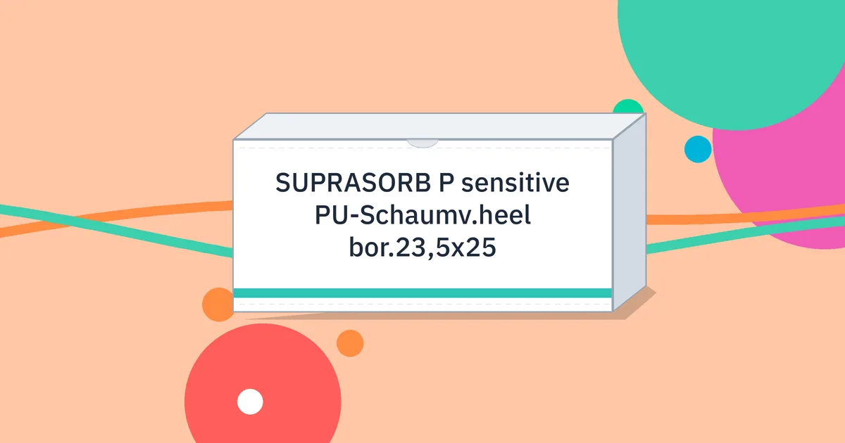Symbolbild: Packung mit der Aufschrift SUPRASORB P sensitive PU-Schaumv.heel bor.23,5x25 (PZN 20802546) – Verfügbarkeit und Bezug in Apotheken in Frankfurt am Main