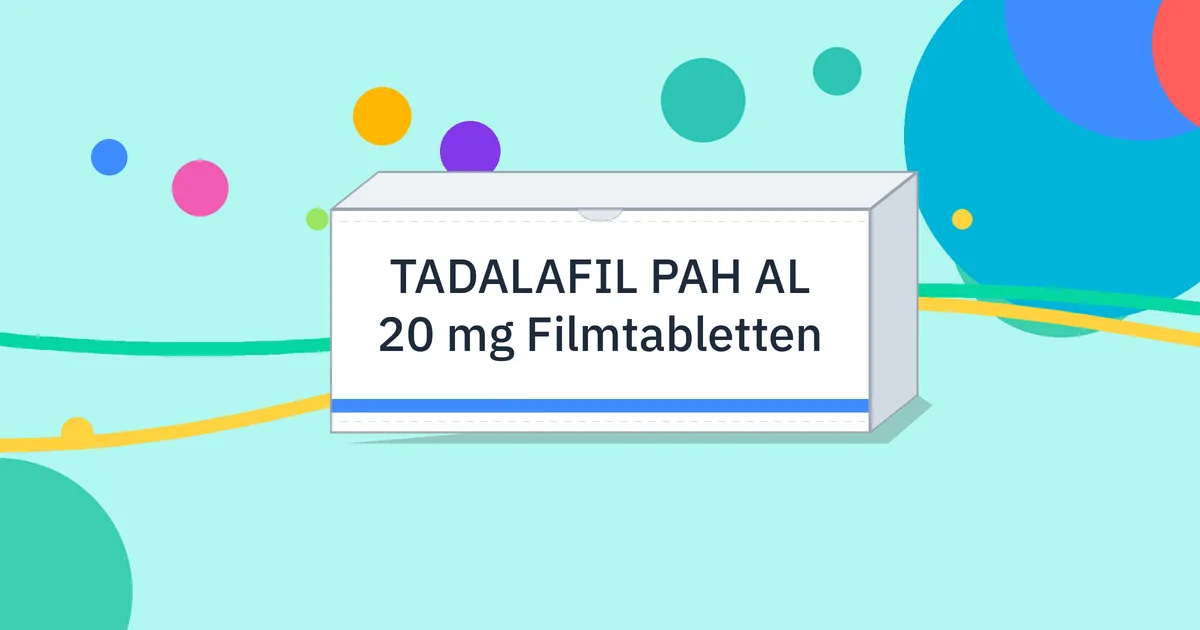 Symbolbild: Packung mit der Aufschrift TADALAFIL PAH AL 20 mg Filmtabletten (PZN 15316849) – Verfügbarkeit und Bezug in Apotheken in Frankfurt am Main