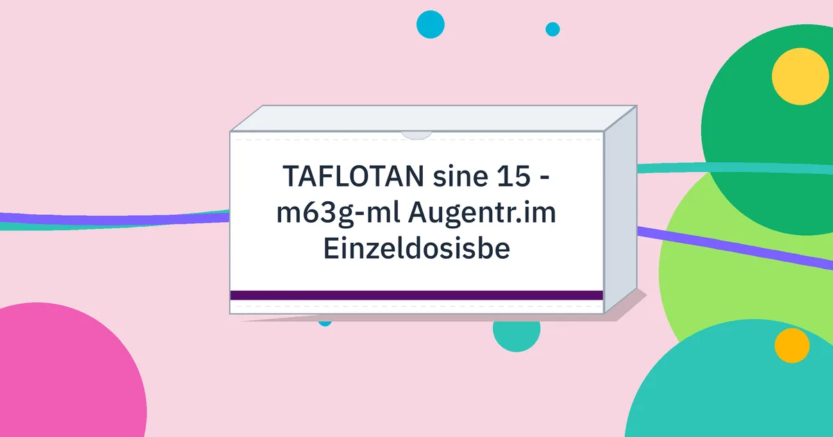 Symbolbild: Packung mit der Aufschrift TAFLOTAN sine 15 -m63g-ml Augentr.im Einzeldosisbe (PZN 06707048) – Verfügbarkeit und Bezug in Apotheken in Frankfurt am Main