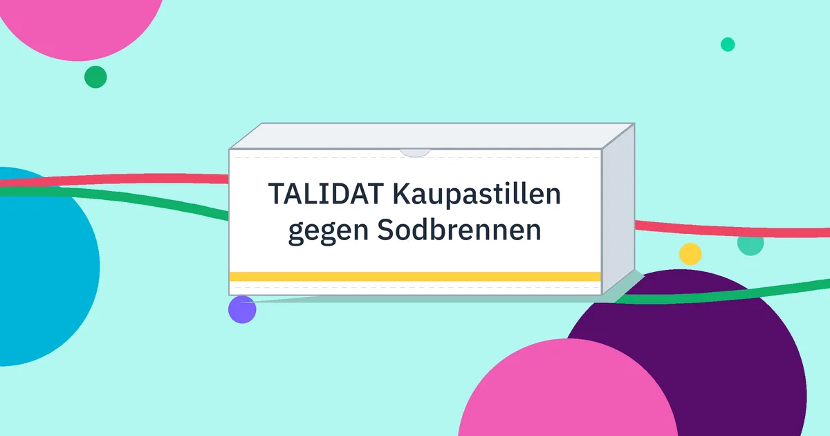 Symbolbild: Packung mit der Aufschrift TALIDAT Kaupastillen gegen Sodbrennen (PZN 07270547) – Verfügbarkeit und Bezug in Apotheken in Frankfurt am Main