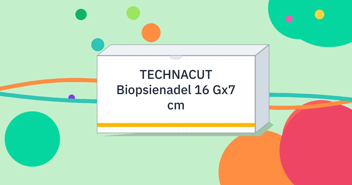 Symbolbild: Packung mit der Aufschrift TECHNACUT Biopsienadel 16 Gx7 cm (PZN 06771891) – Verfügbarkeit und Bezug in Apotheken in Frankfurt am Main