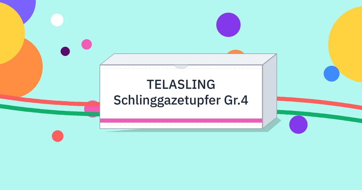 Symbolbild: Packung mit der Aufschrift TELASLING Schlinggazetupfer Gr.4 (PZN 06893482) – Verfügbarkeit und Bezug in Apotheken in Frankfurt am Main