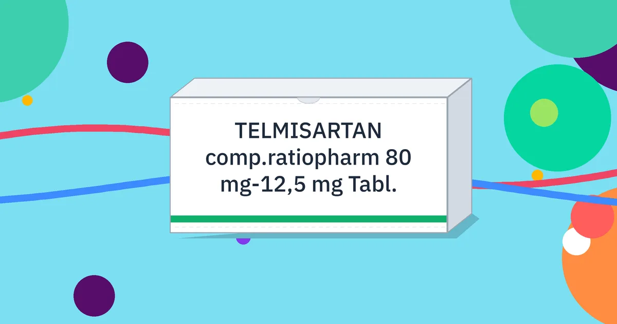 Symbolbild: Packung mit der Aufschrift TELMISARTAN comp.ratiopharm 80 mg-12,5 mg Tabl. (PZN 16789550) – Verfügbarkeit und Bezug in Apotheken in Frankfurt am Main