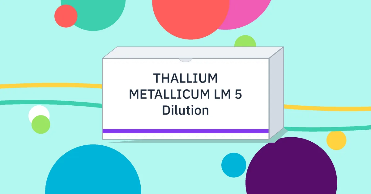 Symbolbild: Packung mit der Aufschrift THALLIUM METALLICUM LM 5 Dilution (PZN 13218367) – Verfügbarkeit und Bezug in Apotheken in Frankfurt am Main