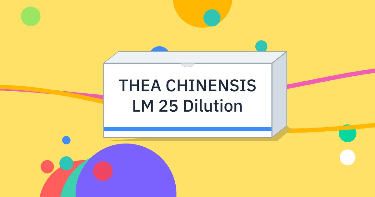 Symbolbild: Packung mit der Aufschrift THEA CHINENSIS LM 25 Dilution (PZN 13219450) – Verfügbarkeit und Bezug in Apotheken in Frankfurt am Main