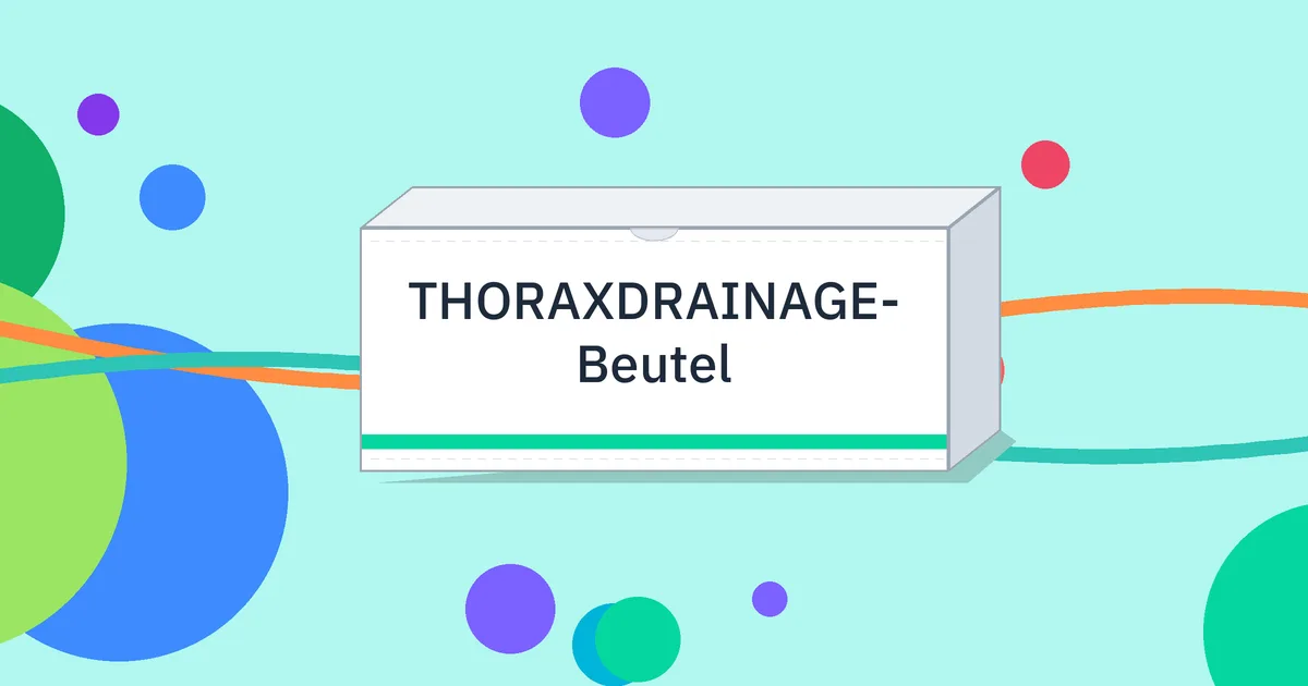 Symbolbild: Packung mit der Aufschrift THORAXDRAINAGE-Beutel (PZN 11652987) – Verfügbarkeit und Bezug in Apotheken in Frankfurt am Main