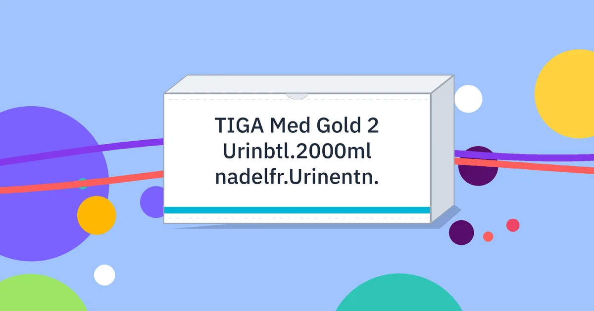 Symbolbild: Packung mit der Aufschrift TIGA Med Gold 2 Urinbtl.2000ml nadelfr.Urinentn. (PZN 06839643) – Verfügbarkeit und Bezug in Apotheken in Frankfurt am Main