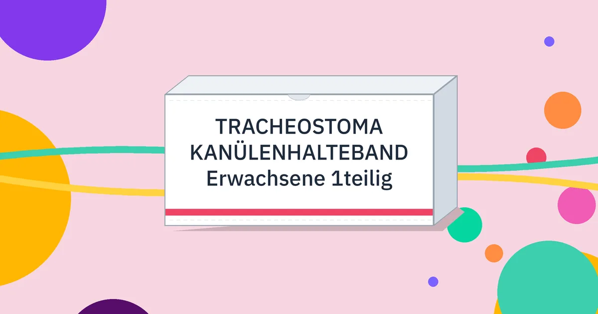Symbolbild: Packung mit der Aufschrift TRACHEOSTOMA KANÜLENHALTEBAND Erwachsene 1teilig (PZN 10041017) – Verfügbarkeit und Bezug in Apotheken in Frankfurt am Main