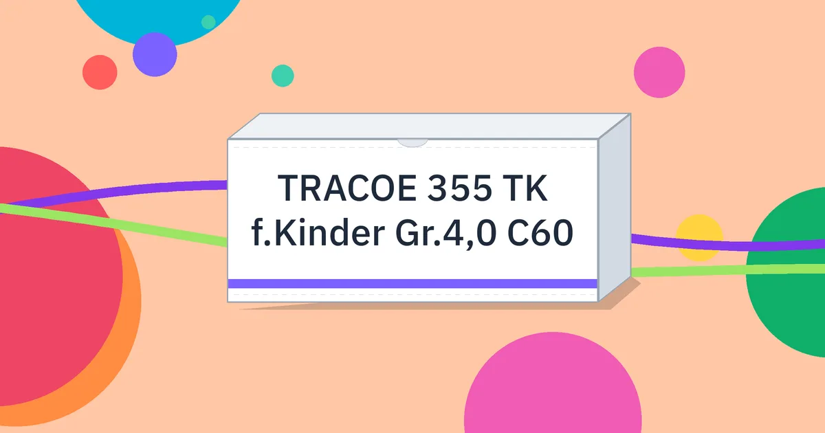 Symbolbild: Packung mit der Aufschrift TRACOE 355 TK f.Kinder Gr.4,0 C60 (PZN 11644203) – Verfügbarkeit und Bezug in Apotheken in Frankfurt am Main