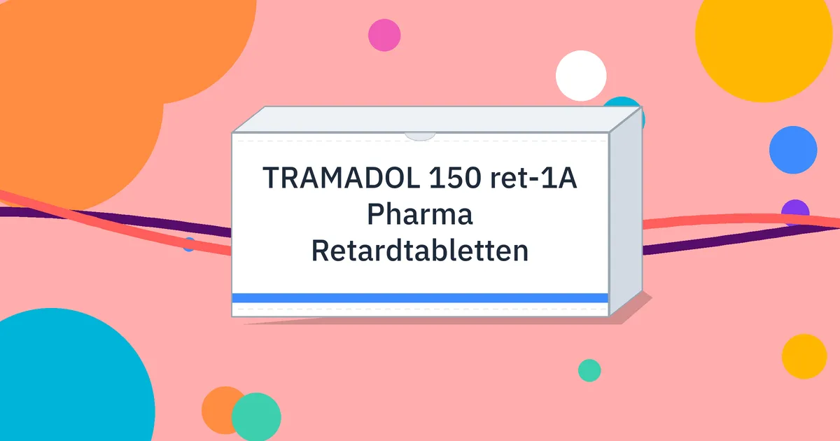 Symbolbild: Packung mit der Aufschrift TRAMADOL 150 ret-1A Pharma Retardtabletten (PZN 03480868) – Verfügbarkeit und Bezug in Apotheken in Frankfurt am Main