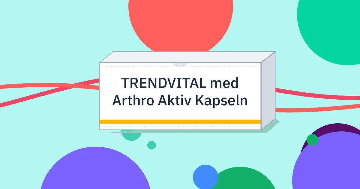 Symbolbild: Packung mit der Aufschrift TRENDVITAL med Arthro Aktiv Kapseln (PZN 12563412) – Verfügbarkeit und Bezug in Apotheken in Frankfurt am Main