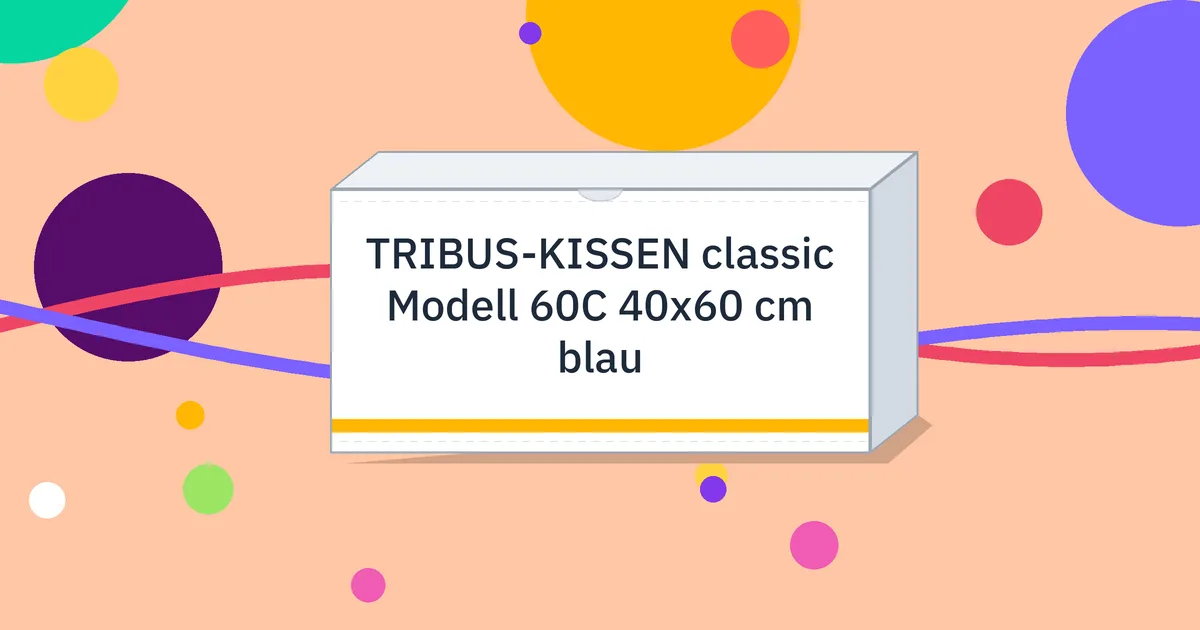Symbolbild: Packung mit der Aufschrift TRIBUS-KISSEN classic Modell 60C 40x60 cm blau (PZN 13650998) – Verfügbarkeit und Bezug in Apotheken in Frankfurt am Main