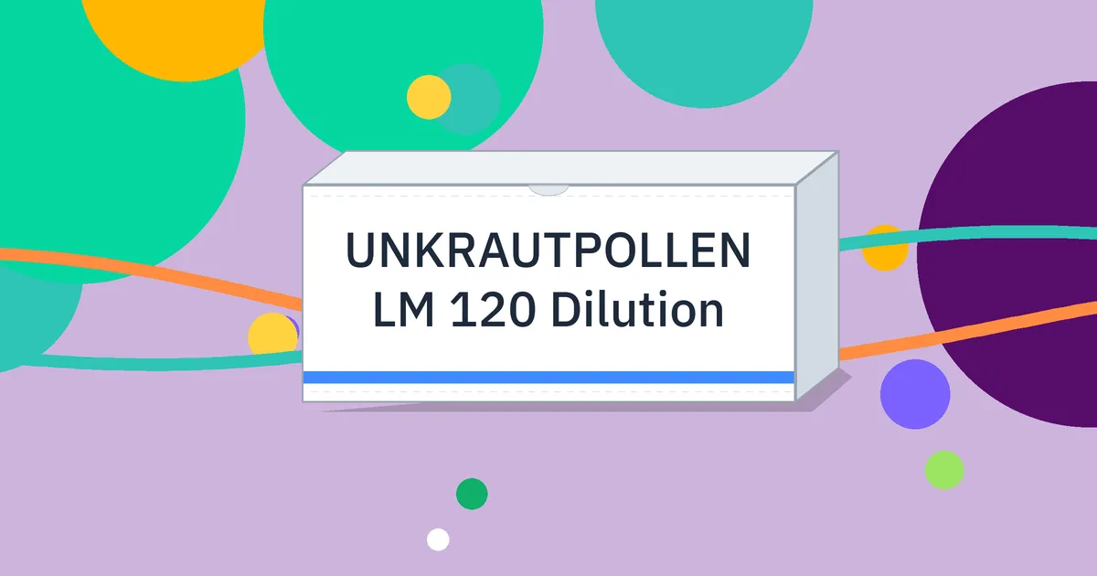 Symbolbild: Packung mit der Aufschrift UNKRAUTPOLLEN LM 120 Dilution (PZN 13256103) – Verfügbarkeit und Bezug in Apotheken in Frankfurt am Main