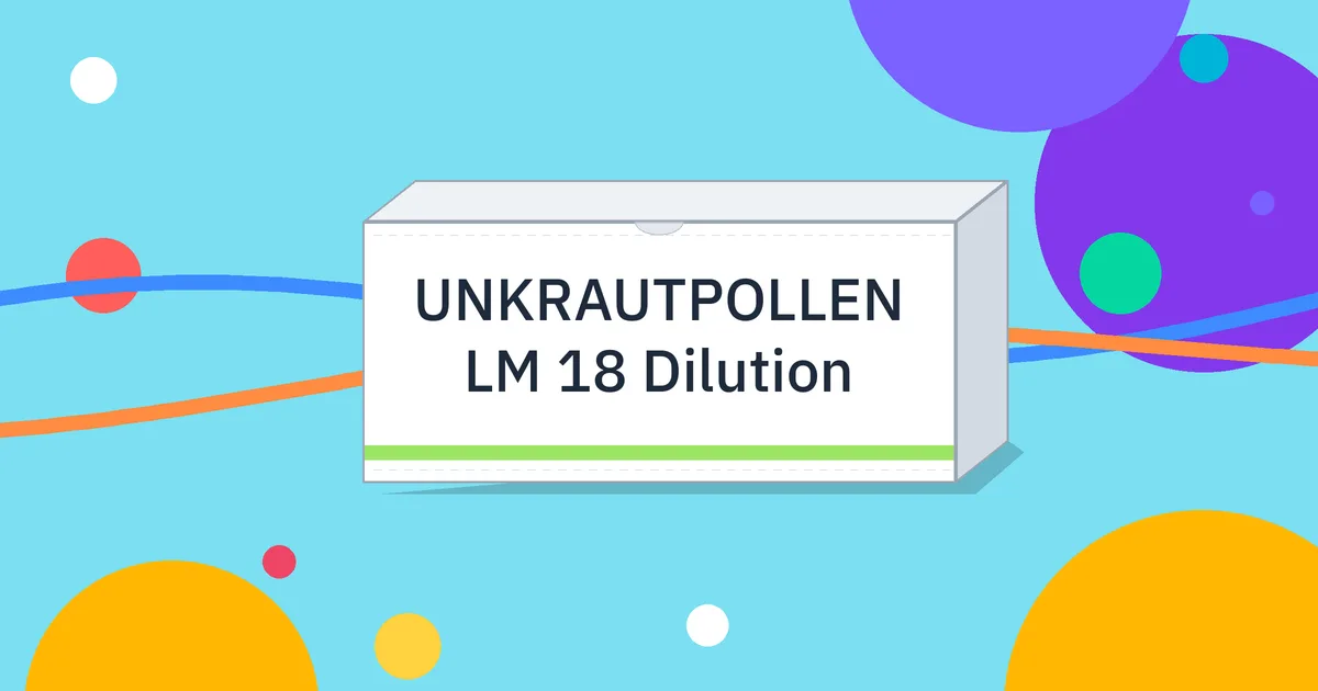 Symbolbild: Packung mit der Aufschrift UNKRAUTPOLLEN LM 18 Dilution (PZN 13255865) – Verfügbarkeit und Bezug in Apotheken in Frankfurt am Main