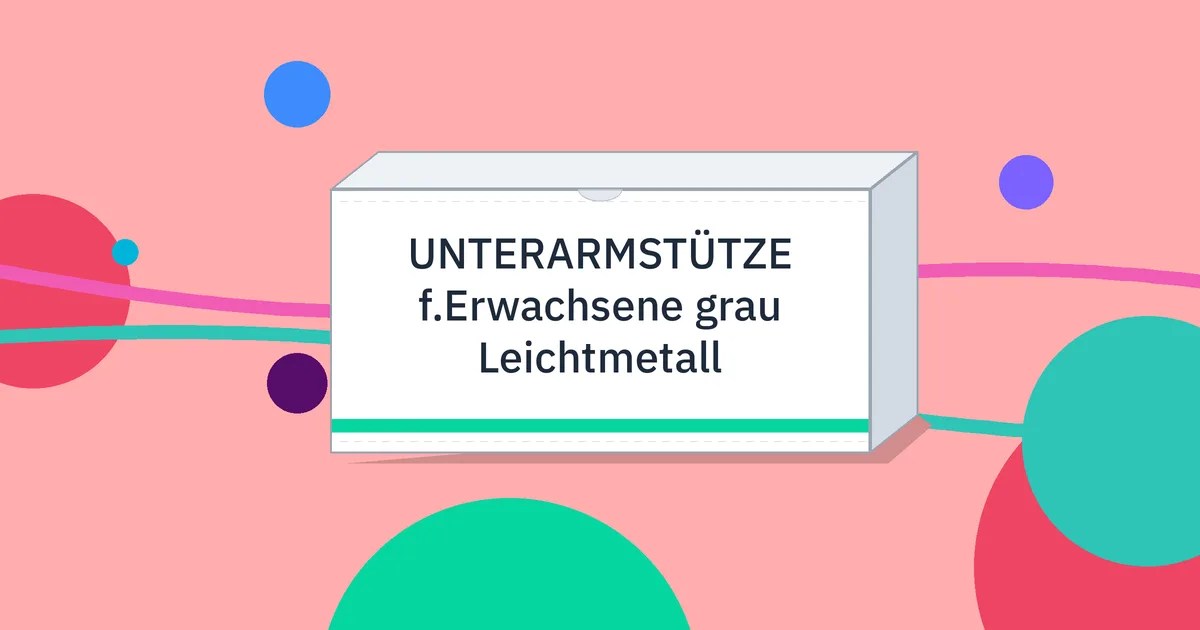 Symbolbild: Packung mit der Aufschrift UNTERARMSTÜTZE f.Erwachsene grau Leichtmetall (PZN 03051357) – Verfügbarkeit und Bezug in Apotheken in Frankfurt am Main