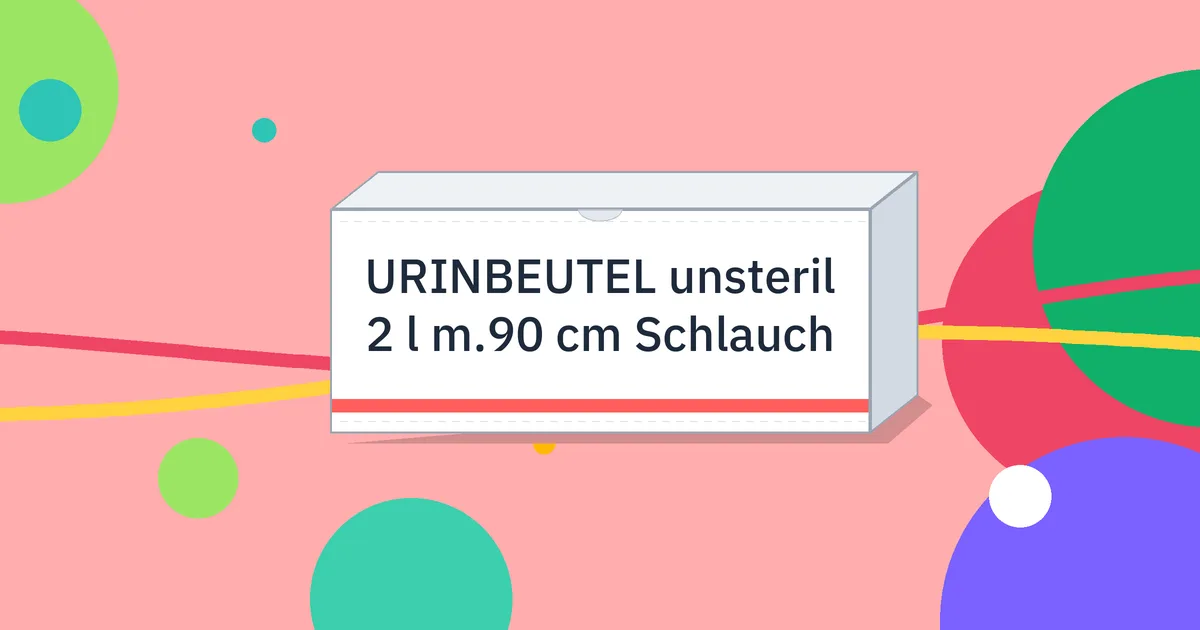 Symbolbild: Packung mit der Aufschrift URINBEUTEL unsteril 2 l m.90 cm Schlauch (PZN 05957116) – Verfügbarkeit und Bezug in Apotheken in Frankfurt am Main