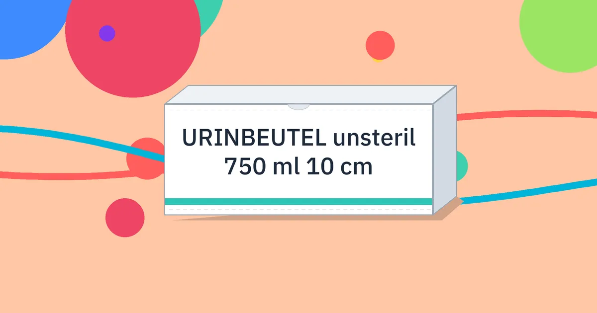 Symbolbild: Packung mit der Aufschrift URINBEUTEL unsteril 750 ml 10 cm (PZN 17386251) – Verfügbarkeit und Bezug in Apotheken in Frankfurt am Main