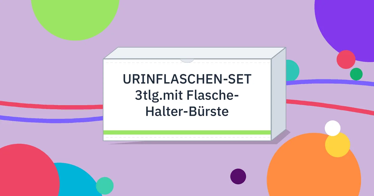 Symbolbild: Packung mit der Aufschrift URINFLASCHEN-SET 3tlg.mit Flasche-Halter-Bürste (PZN 14005998) – Verfügbarkeit und Bezug in Apotheken in Frankfurt am Main