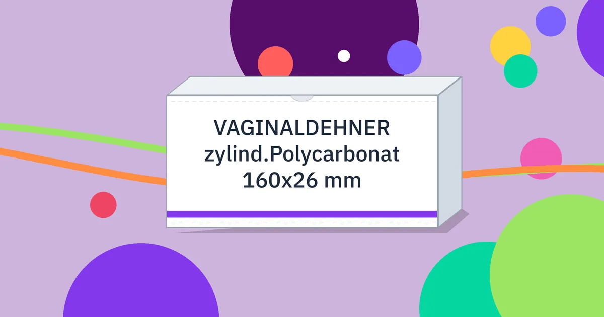 Symbolbild: Packung mit der Aufschrift VAGINALDEHNER zylind.Polycarbonat 160x26 mm (PZN 04021938) – Verfügbarkeit und Bezug in Apotheken in Frankfurt am Main