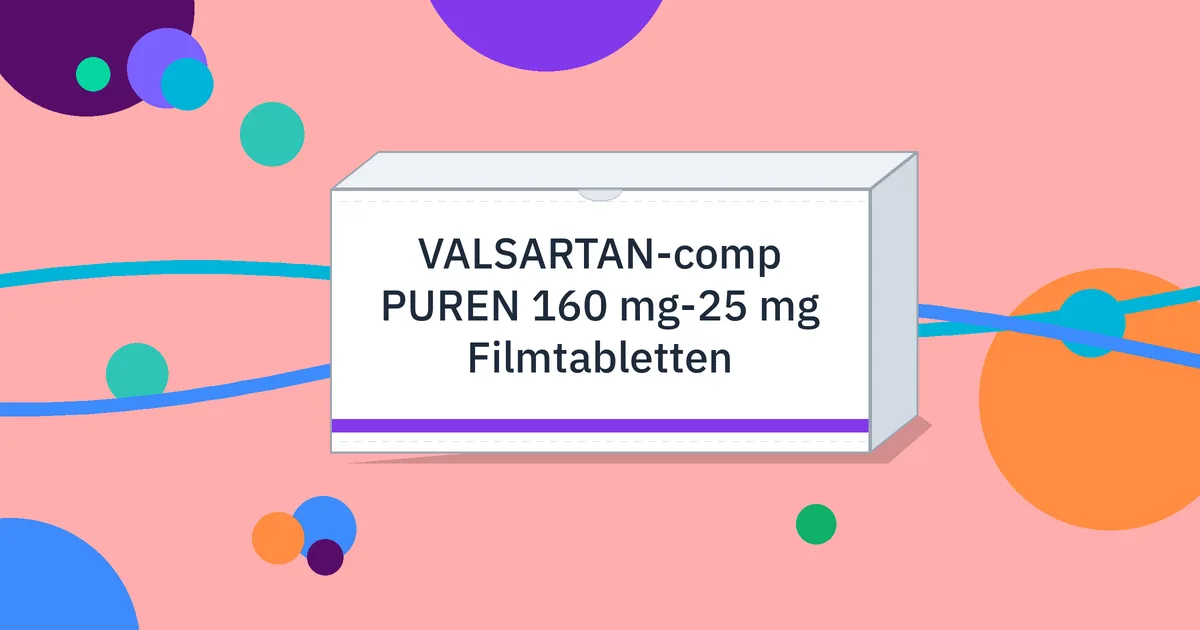 Symbolbild: Packung mit der Aufschrift VALSARTAN-comp PUREN 160 mg-25 mg Filmtabletten (PZN 11358549) – Verfügbarkeit und Bezug in Apotheken in Frankfurt am Main