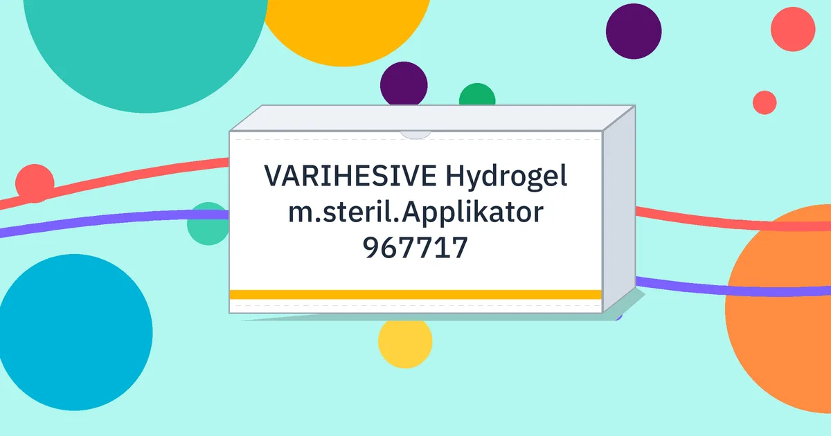 Symbolbild: Packung mit der Aufschrift VARIHESIVE Hydrogel m.steril.Applikator 967717 (PZN 09292518) – Verfügbarkeit und Bezug in Apotheken in Frankfurt am Main