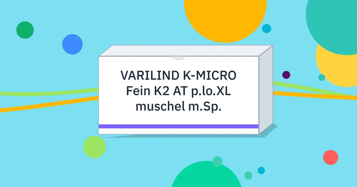 Symbolbild: Packung mit der Aufschrift VARILIND K-MICRO Fein K2 AT p.lo.XL muschel m.Sp. (PZN 20618400) – Verfügbarkeit und Bezug in Apotheken in Frankfurt am Main