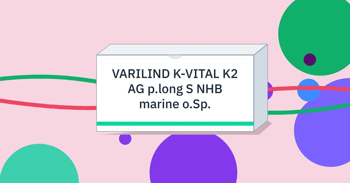 Symbolbild: Packung mit der Aufschrift VARILIND K-VITAL K2 AG p.long S NHB marine o.Sp. (PZN 20564934) – Verfügbarkeit und Bezug in Apotheken in Frankfurt am Main