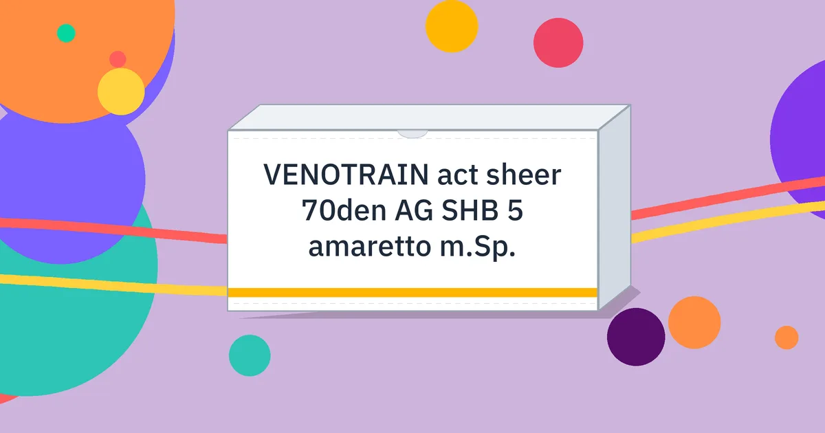 Symbolbild: Packung mit der Aufschrift VENOTRAIN act sheer 70den AG SHB 5 amaretto m.Sp. (PZN 16207884) – Verfügbarkeit und Bezug in Apotheken in Frankfurt am Main