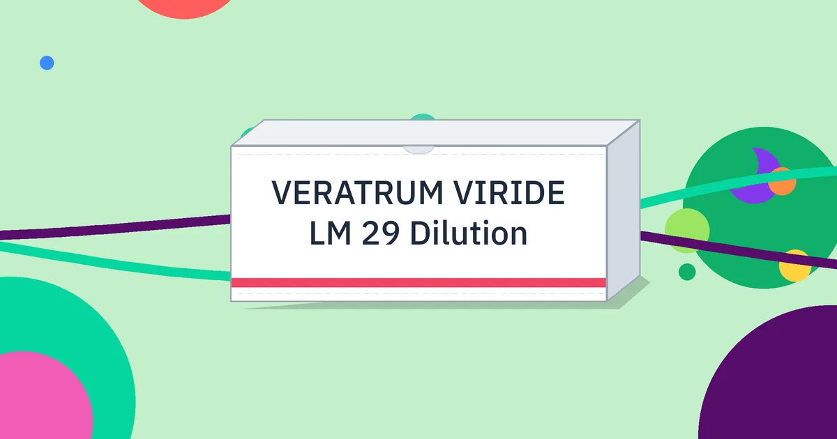Symbolbild: Packung mit der Aufschrift VERATRUM VIRIDE LM 29 Dilution (PZN 13265645) – Verfügbarkeit und Bezug in Apotheken in Frankfurt am Main