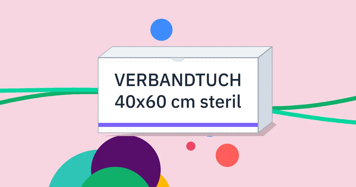 Symbolbild: Packung mit der Aufschrift VERBANDTUCH 40x60 cm steril (PZN 01609915) – Verfügbarkeit und Bezug in Apotheken in Frankfurt am Main
