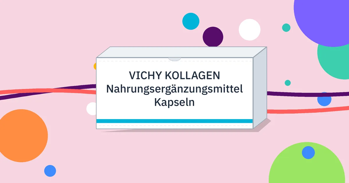 Symbolbild: Packung mit der Aufschrift VICHY KOLLAGEN Nahrungsergänzungsmittel Kapseln (PZN 20022713) – Verfügbarkeit und Bezug in Apotheken in Frankfurt am Main