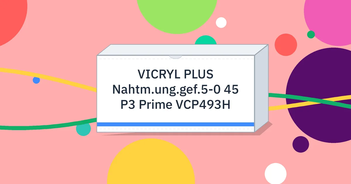 Symbolbild: Packung mit der Aufschrift VICRYL PLUS Nahtm.ung.gef.5-0 45 P3 Prime VCP493H (PZN 16256256) – Verfügbarkeit und Bezug in Apotheken in Frankfurt am Main
