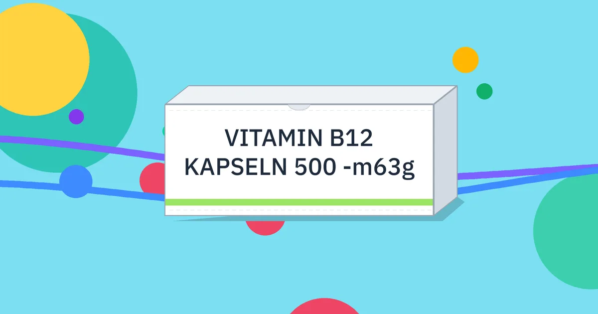 Symbolbild: Packung mit der Aufschrift VITAMIN B12 KAPSELN 500 -m63g (PZN 18767788) – Verfügbarkeit und Bezug in Apotheken in Frankfurt am Main