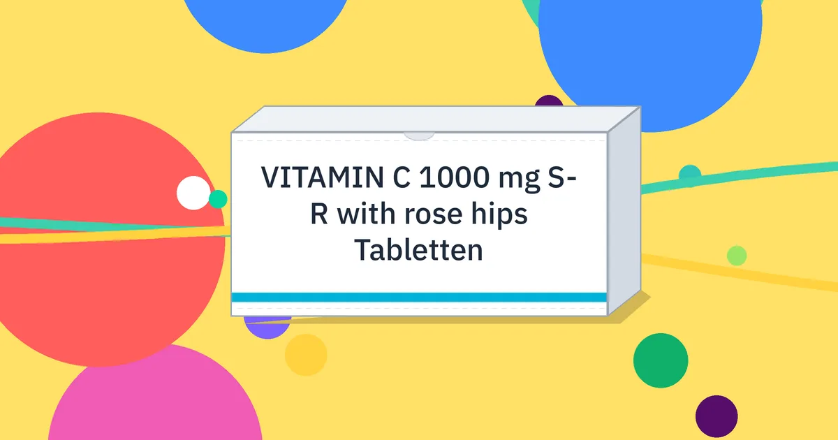 Symbolbild: Packung mit der Aufschrift VITAMIN C 1000 mg S-R with rose hips Tabletten (PZN 16800139) – Verfügbarkeit und Bezug in Apotheken in Frankfurt am Main