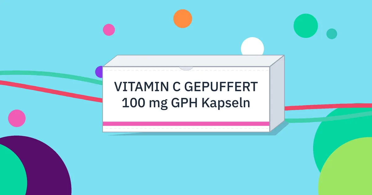 Symbolbild: Packung mit der Aufschrift VITAMIN C GEPUFFERT 100 mg GPH Kapseln (PZN 04631861) – Verfügbarkeit und Bezug in Apotheken in Frankfurt am Main