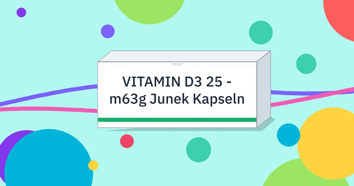 Symbolbild: Packung mit der Aufschrift VITAMIN D3 25 -m63g Junek Kapseln (PZN 04723416) – Verfügbarkeit und Bezug in Apotheken in Frankfurt am Main