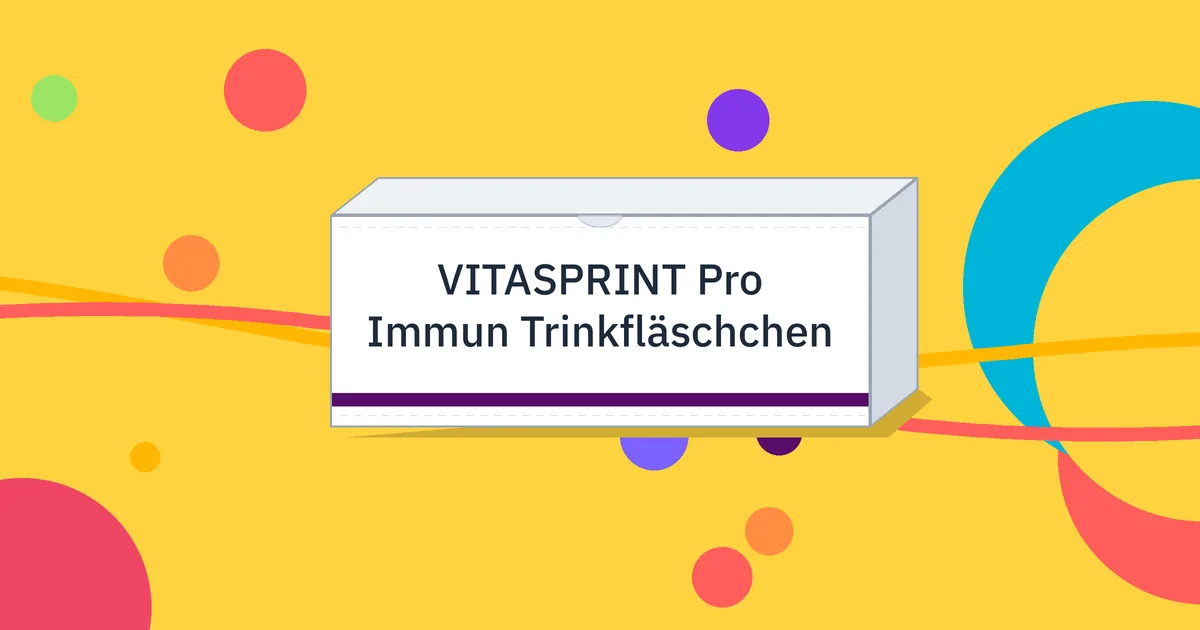 Symbolbild: Packung mit der Aufschrift VITASPRINT Pro Immun Trinkfläschchen (PZN 15406995) – Verfügbarkeit und Bezug in Apotheken in Frankfurt am Main