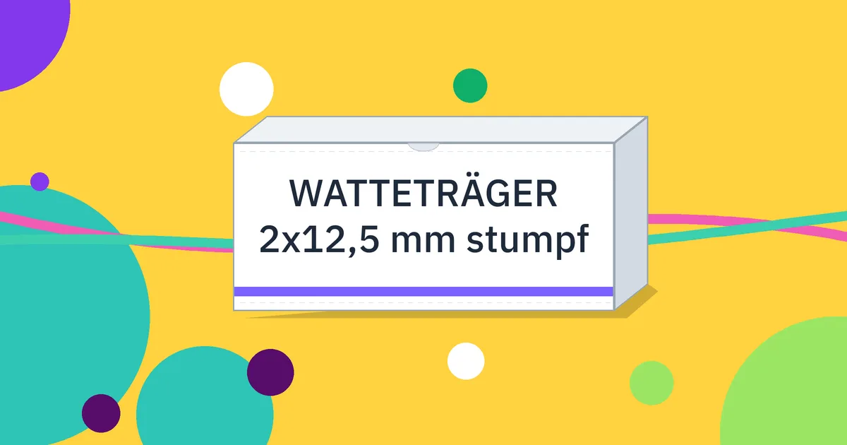 Symbolbild: Packung mit der Aufschrift WATTETRÄGER 2x12,5 mm stumpf (PZN 02446390) – Verfügbarkeit und Bezug in Apotheken in Frankfurt am Main