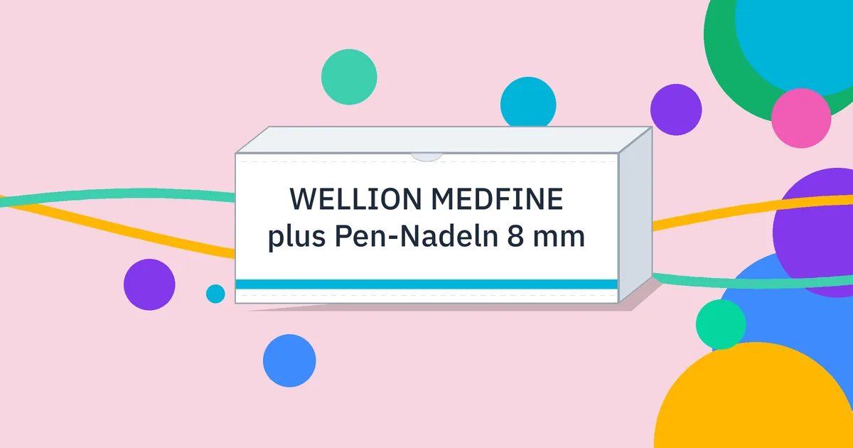 Symbolbild: Packung mit der Aufschrift WELLION MEDFINE plus Pen-Nadeln 8 mm (PZN 07105676) – Verfügbarkeit und Bezug in Apotheken in Frankfurt am Main