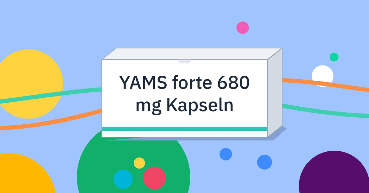 Symbolbild: Packung mit der Aufschrift YAMS forte 680 mg Kapseln (PZN 12654356) – Verfügbarkeit und Bezug in Apotheken in Frankfurt am Main