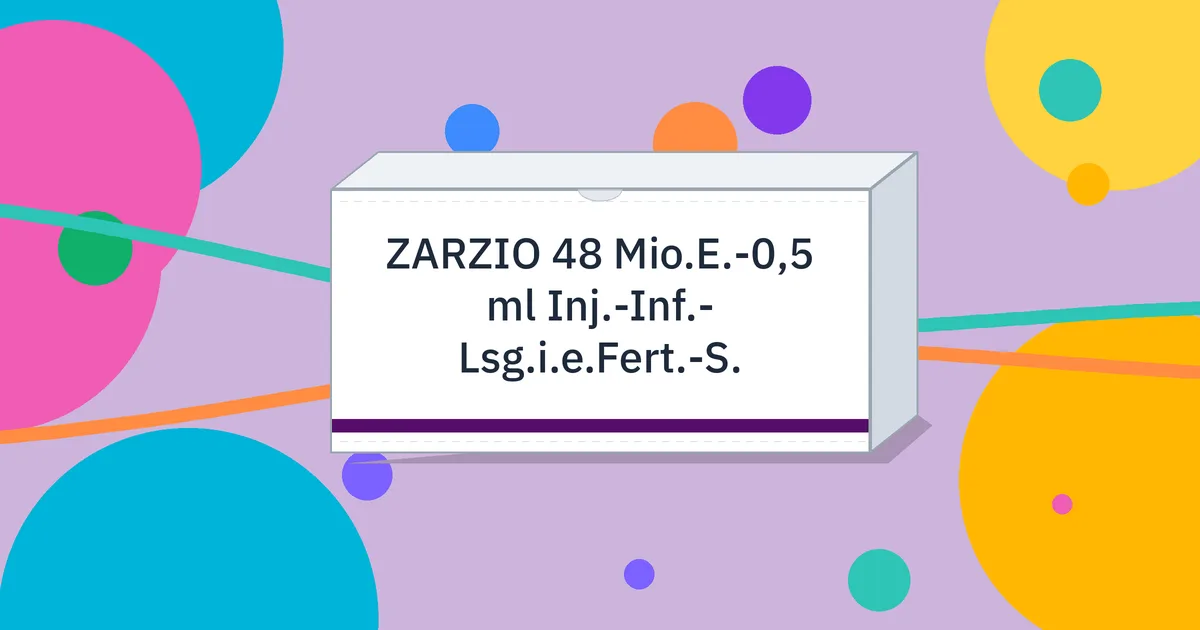 Symbolbild: Packung mit der Aufschrift ZARZIO 48 Mio.E.-0,5 ml Inj.-Inf.-Lsg.i.e.Fert.-S. (PZN 15390136) – Verfügbarkeit und Bezug in Apotheken in Frankfurt am Main