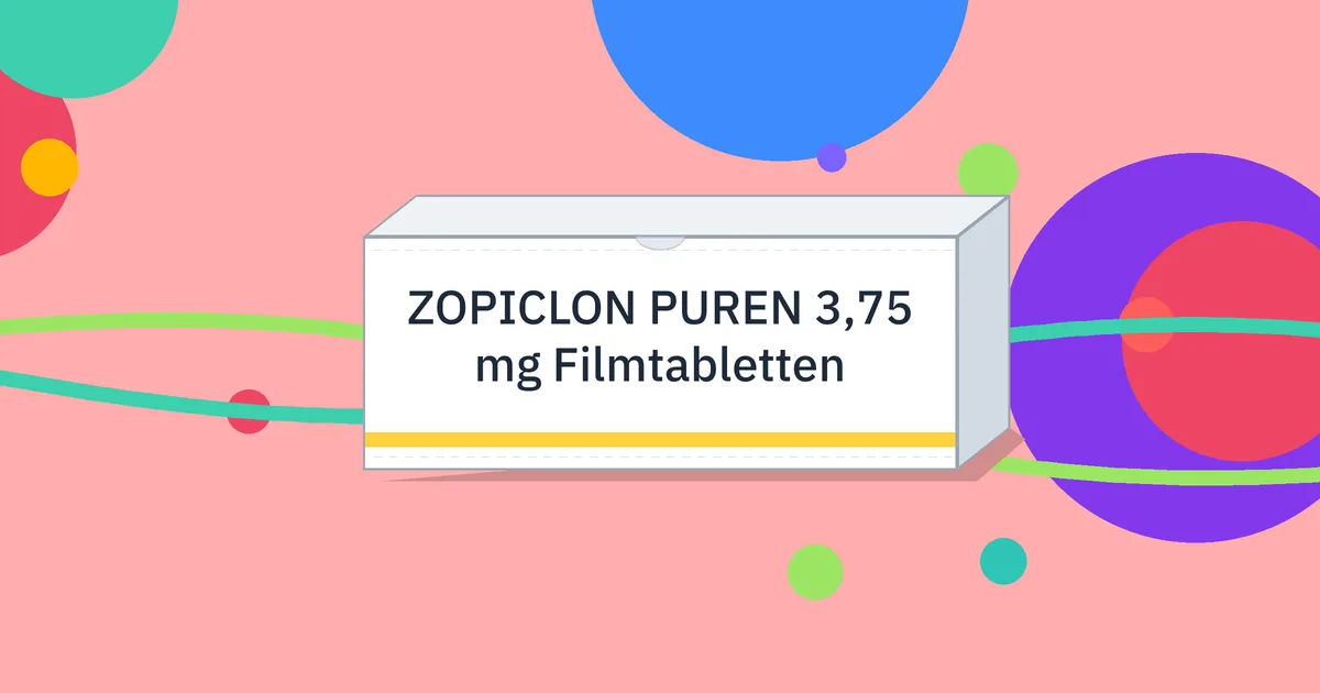 Symbolbild: Packung mit der Aufschrift ZOPICLON PUREN 3,75 mg Filmtabletten (PZN 15237191) – Verfügbarkeit und Bezug in Apotheken in Frankfurt am Main