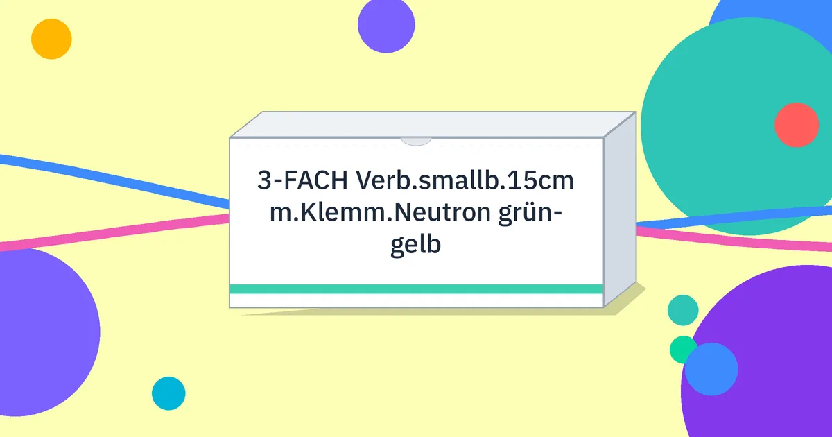 Symbolbild: Packung mit der Aufschrift 3-FACH Verb.smallb.15cm m.Klemm.Neutron grün-gelb (PZN 19514807) – Verfügbarkeit und Bezug in Apotheken in Frankfurt am Main
