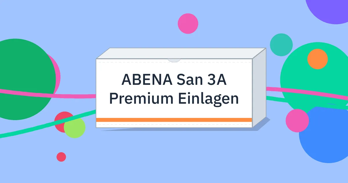 Symbolbild: Packung mit der Aufschrift ABENA San 3A Premium Einlagen (PZN 10219596) – Verfügbarkeit und Bezug in Apotheken in Frankfurt am Main