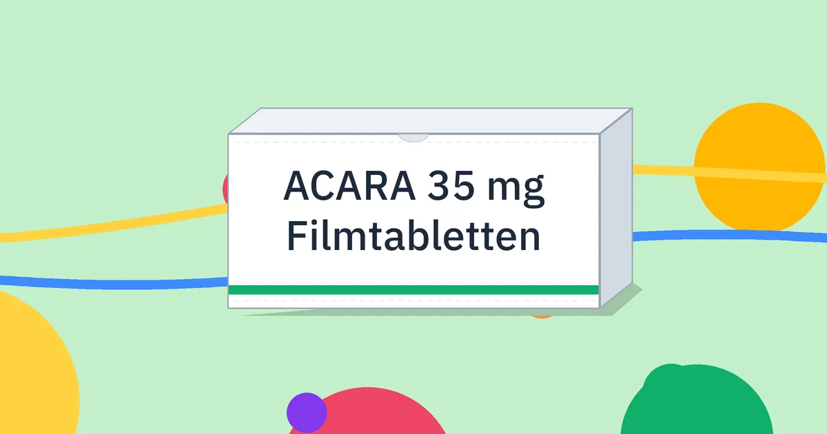 Symbolbild: Packung mit der Aufschrift ACARA 35 mg Filmtabletten (PZN 09674007) – Verfügbarkeit und Bezug in Apotheken in Frankfurt am Main